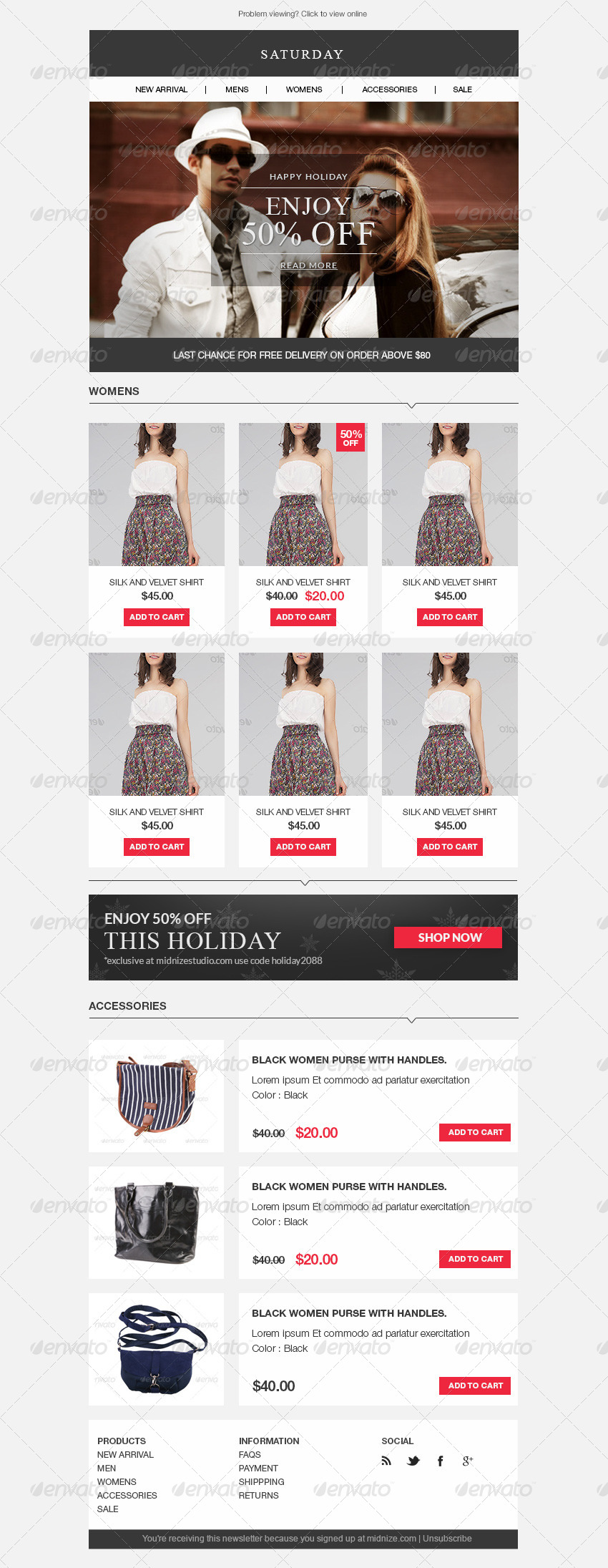 Saturday - E-Commerce PSD Email Template, Web Elements | GraphicRiver