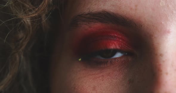 Close up of brown eyes slowly blinking, Stock Footage | VideoHive