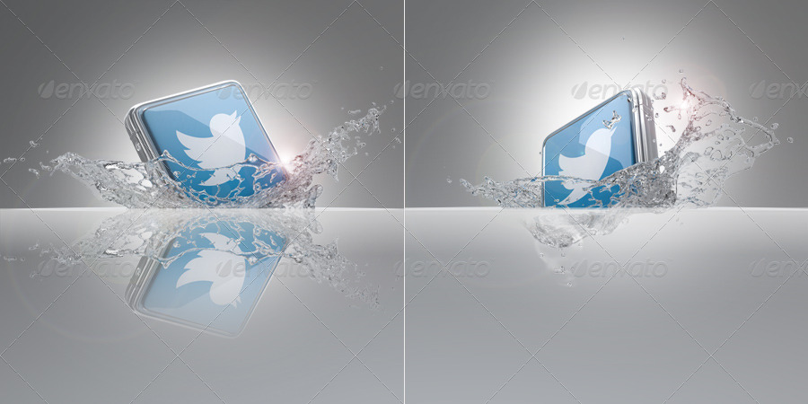 Social and Media Network 3d Icons - Water Splash, Icons | GraphicRiver