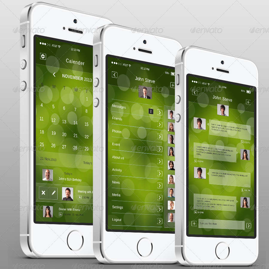 Droid- Flat Mobile UI Theme Kit, Web Elements | GraphicRiver