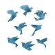Blue Paper Pigeons and Doves in Origami Style, Vectors | GraphicRiver