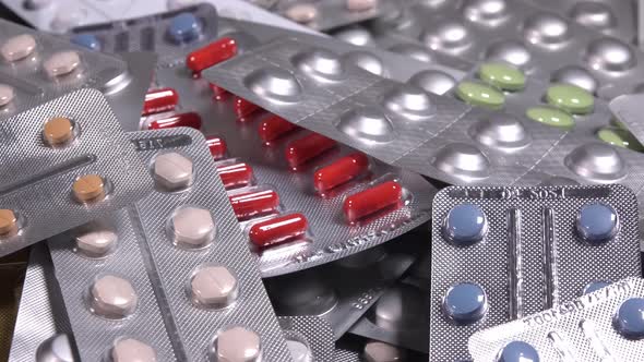 Drugs Pills Medication Medical Waste - Slider shot 4K, Stock Footage
