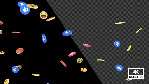 Facebook Emojis Falling Slowly, Motion Graphics | VideoHive