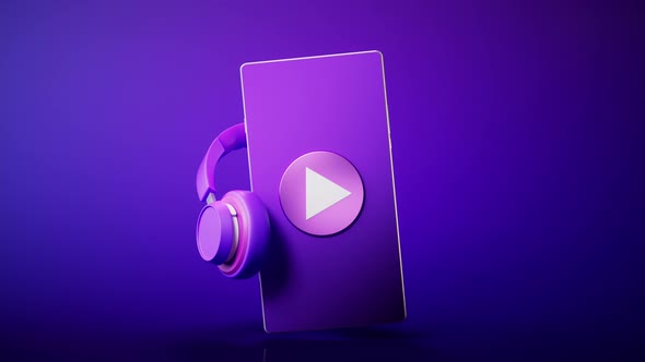 Loop animation of earphone and mobile phone, Motion Graphics | VideoHive