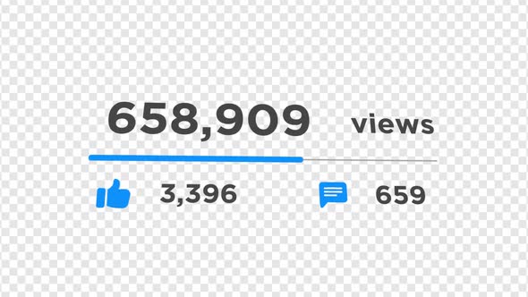 Views Counter Counting Like Comment with Alpha, Motion Graphics | VideoHive