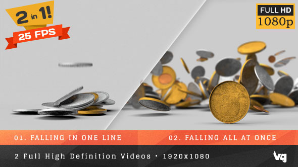 Falling Dollar Coins on White, Motion Graphics | VideoHive