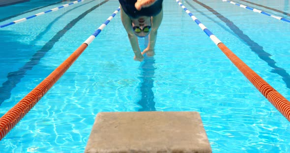 Female swimmer jump in to the pool for swimming 4k, Stock Footage ...