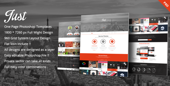 Just - One Page Web Templates Design by GokhanKara | ThemeForest