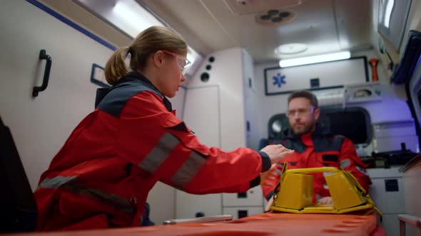 Team Paramedics Getting Ready for Patient Resuscitation in Emergency ...