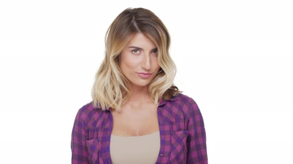 Portrait of Confident Beautiful Woman Nodding Positively Meaning ...