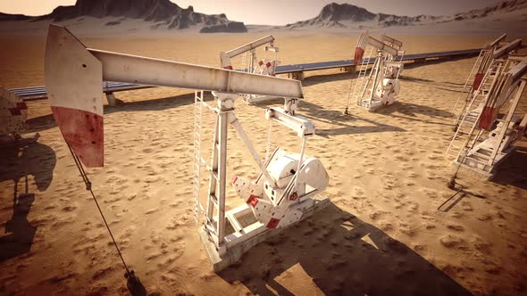Animation of endless working oil pumping jacks extracting oil. Loopable ...