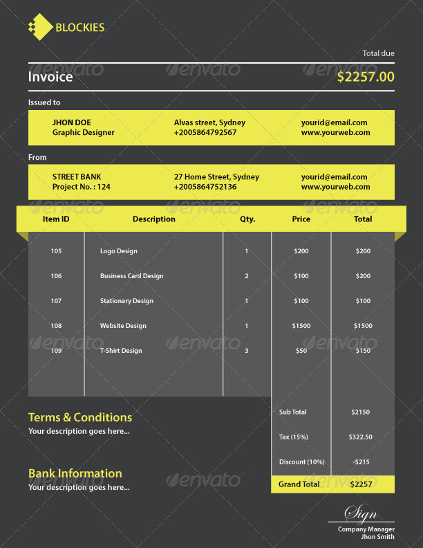 Multipurpose Invoice Templates, Print Templates | GraphicRiver
