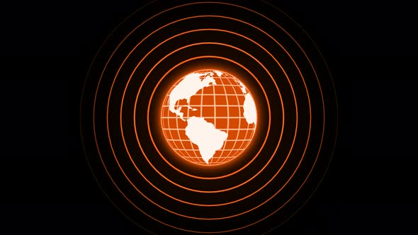 Brown Color World Map Spinning Wave Signal Animated On Black Background ...