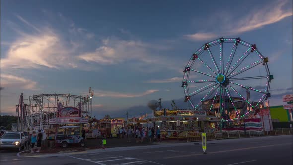 Blue hour time lapse of carnival in North Myrtle Beach SC, Stock Footage
