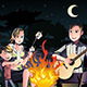Family Having a Bonfire, Vectors | GraphicRiver