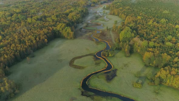 Curvy River and Forest Aerial View, Stock Footage | VideoHive