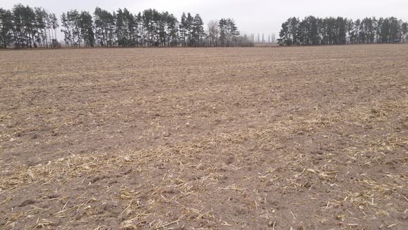 Empty Plowed Field in Autumn Aerial View, Stock Footage | VideoHive