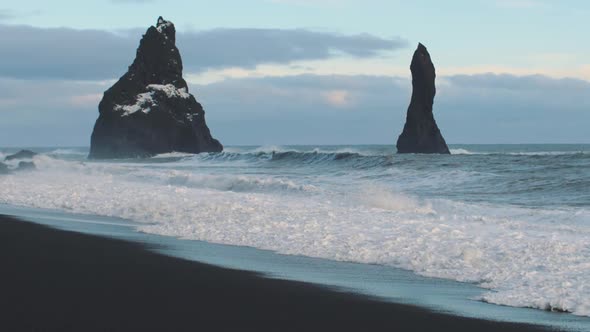 Troll Toes on Reynisfjara Black Sand Beach, Stock Footage | VideoHive