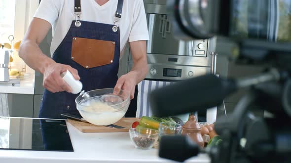 Cooking Show Presenter Whisking Mixture, Stock Footage | VideoHive