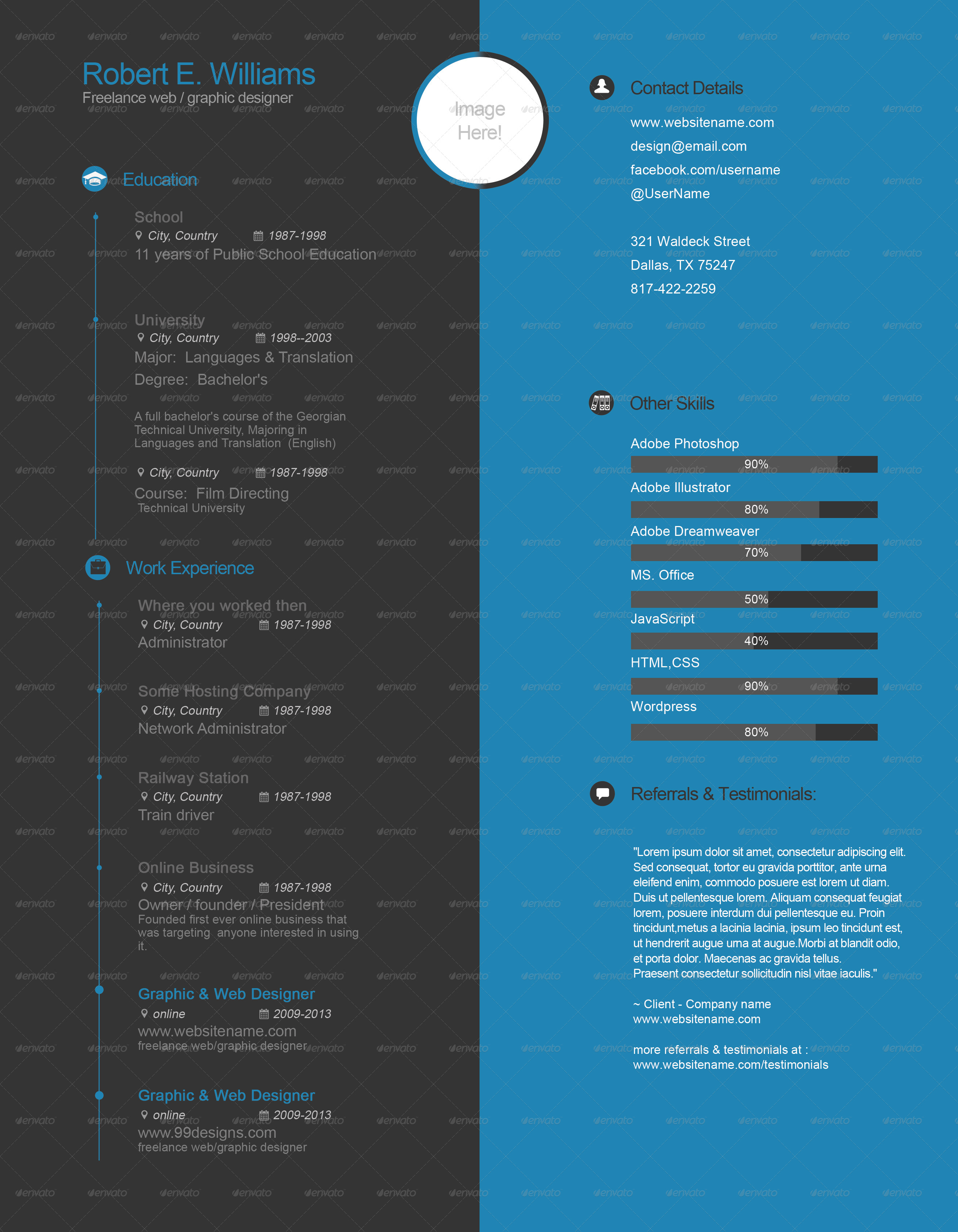 3 Different Color & Style Resume Set , Print Templates | GraphicRiver