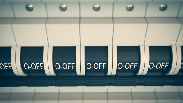 Trip Switch Fuse box. Switches "OFF" position. Electricity Power Fuse ...