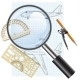 Magnifying Glass Icon with Drawings of Aircraft by aarrows | GraphicRiver