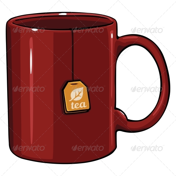 Cartoon Mug with Tea Bag by nikiteev | GraphicRiver