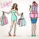 Shopaholic Shopping Girls, Vectors | GraphicRiver