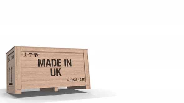 Wooden Crate with Printed MADE IN UK Text, Motion Graphics | VideoHive
