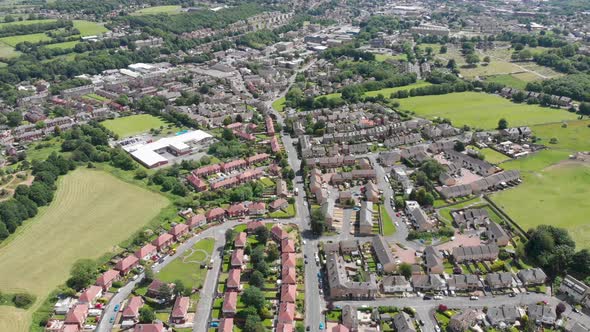 Aerial footage of the town of Batley in the Metropolitan Borough of ...