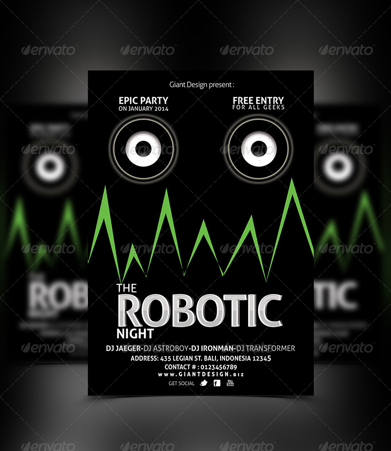 The Robotic Night - Flyer Party, Print Templates | GraphicRiver