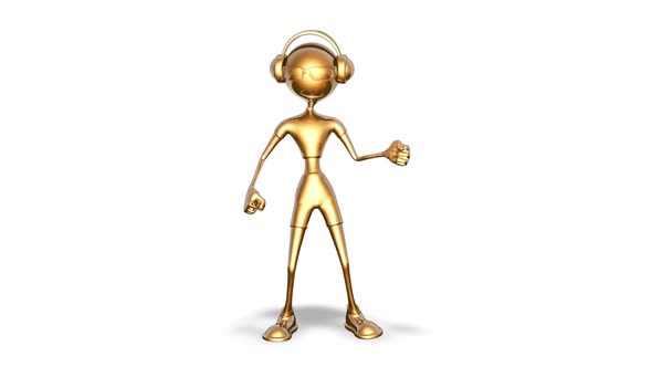 3D Gold Man Dance Looped on White, Motion Graphics | VideoHive