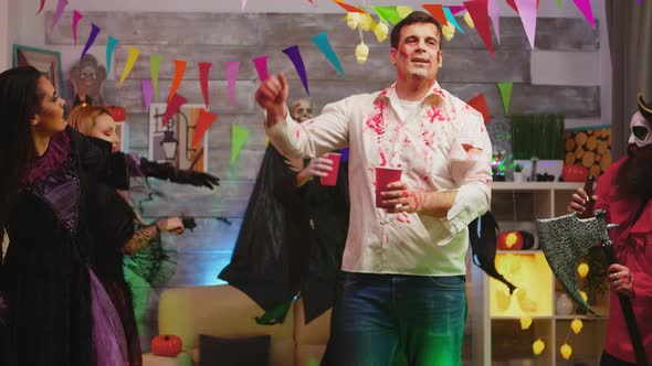 Drunk Dangerous Zombie Celebrating Halloween, Stock Footage | VideoHive