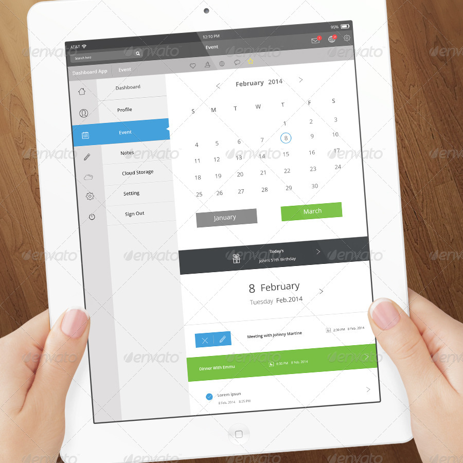 Flat Tablet and Pad App Dashboard, Web Elements | GraphicRiver
