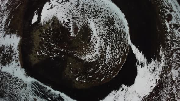 Top down aerial view of volcano in Iceland, Stock Footage | VideoHive