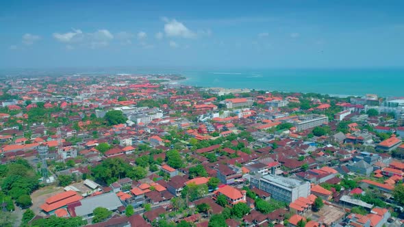 Aerial View. City On The Shore Of An Island Bali, Stock Footage | VideoHive