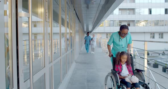 Medical Staff and Patient Outside Hospital Building, Stock Footage