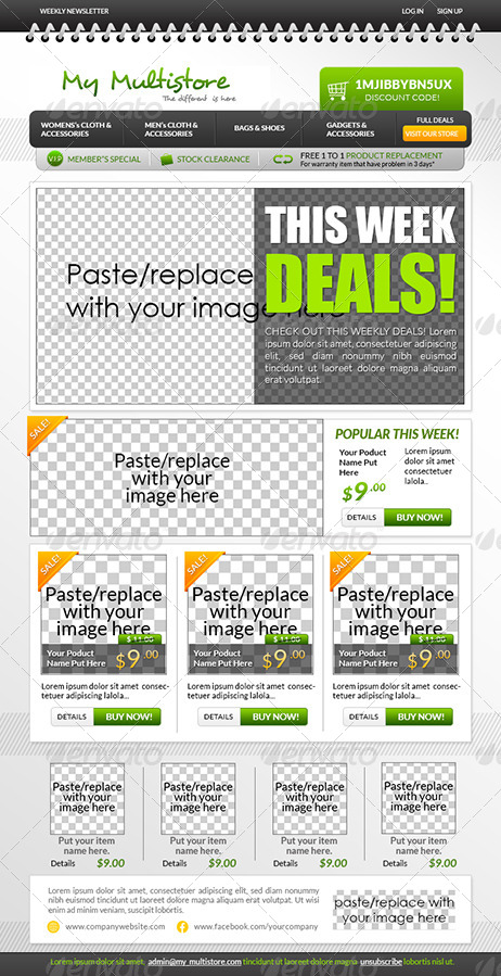 Clean & Modern E-Commerce Email Newsletter, Web Elements | GraphicRiver