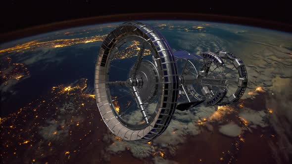Spaceship Revolving Over Earths Atmosphere, Motion Graphics | VideoHive