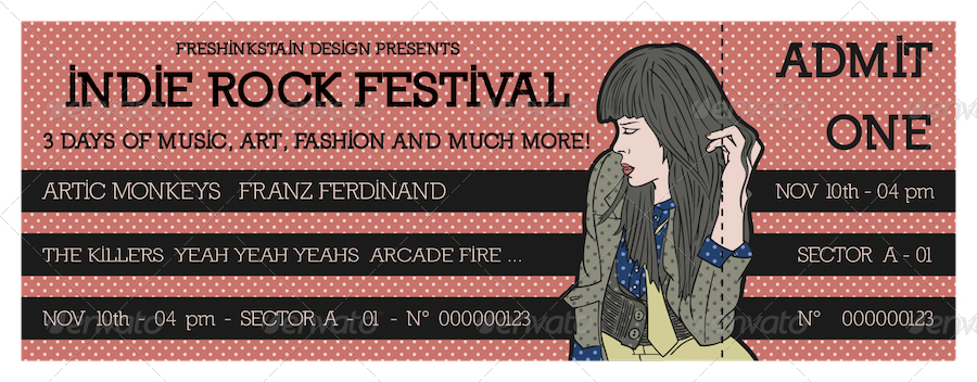 Indie Rock Festival Set, Print Templates | GraphicRiver