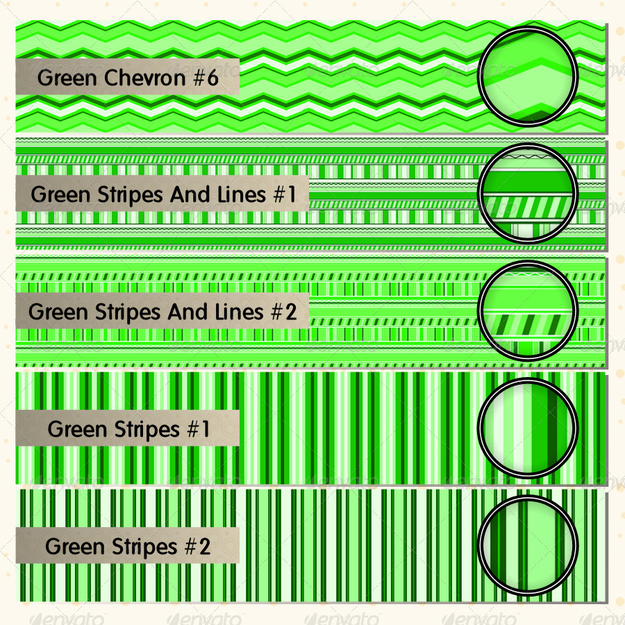 Green Lines And Stripes Pattern Set, Graphics | GraphicRiver