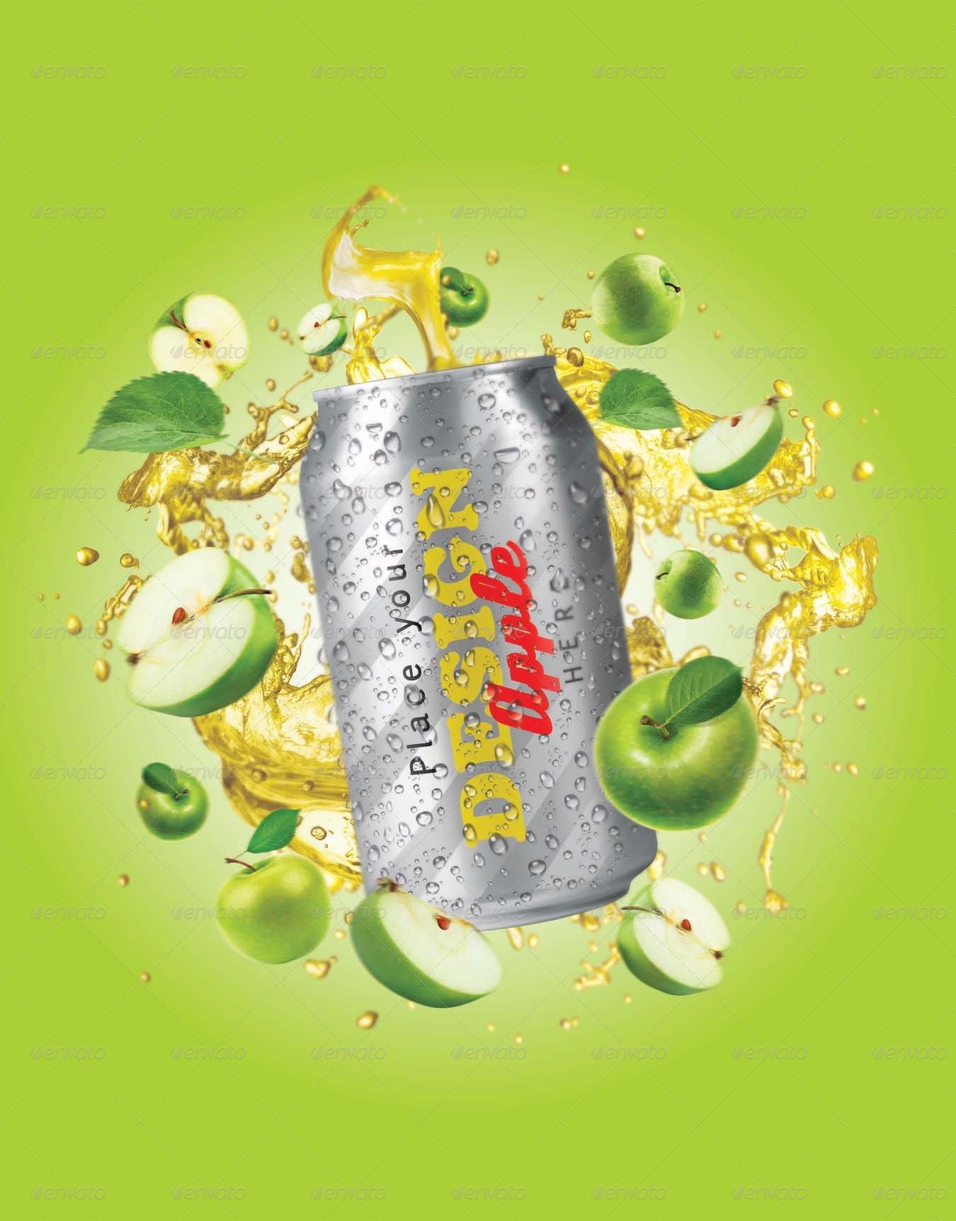 Design for Apple Juice with Mockup Can, Graphics | GraphicRiver