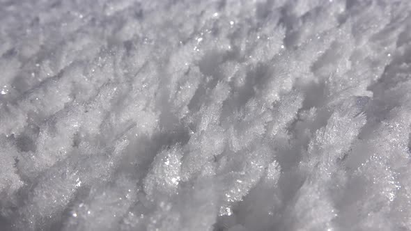 Rime Ice Crystals and Hoar Frost Covered on Snowy Surface, Stock Footage