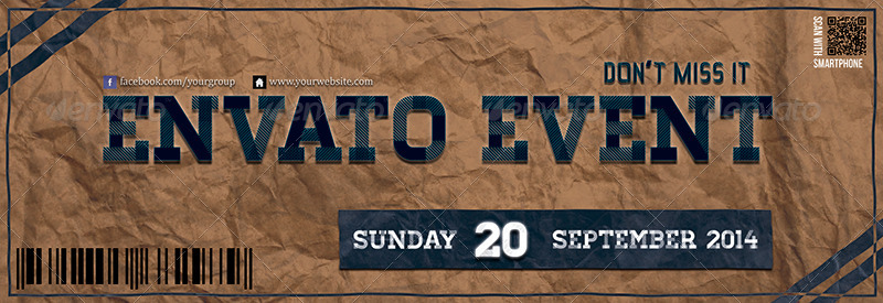 Two Sided Old Paper Event Ticket, Print Templates | GraphicRiver