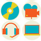Multimedia Flat Icons Set, Icons | GraphicRiver