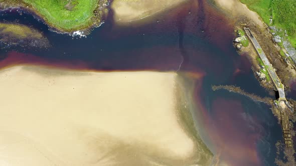 Aerial of the Mouth of the Fintragh River at Fintra Beach By Killybegs ...