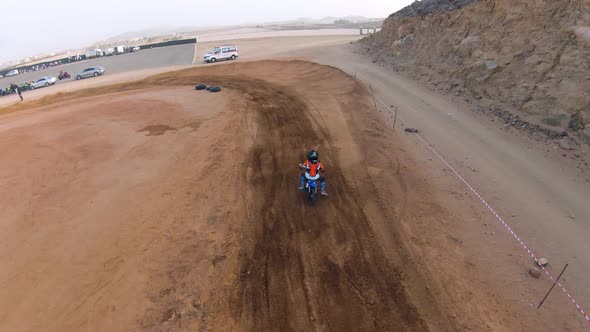 Overhead shot Of Motocross Kid Rider In Action On Motocross , Saudi ...