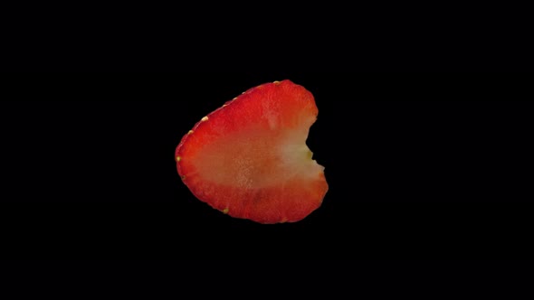 Realistic Slice Of Strawberry Rotating With Alpha Channel, Stock Footage