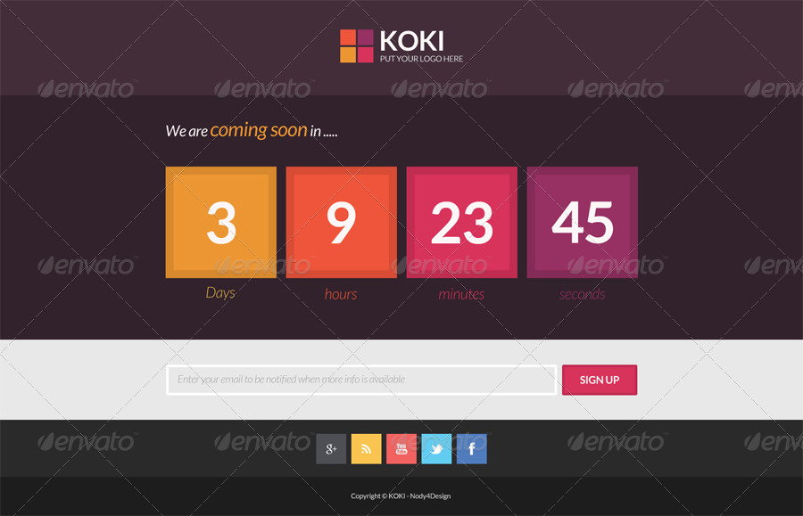 Koki - Clean Coming Soon Page, Web Elements | GraphicRiver