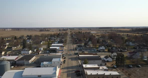 Downtown Fowler Michigan drone videoing down., Stock Footage | VideoHive